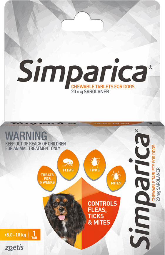 Simparica 5.1-10kg 20mg SINGLE | Buy Online from Vet Post NZ | Fast Delivery