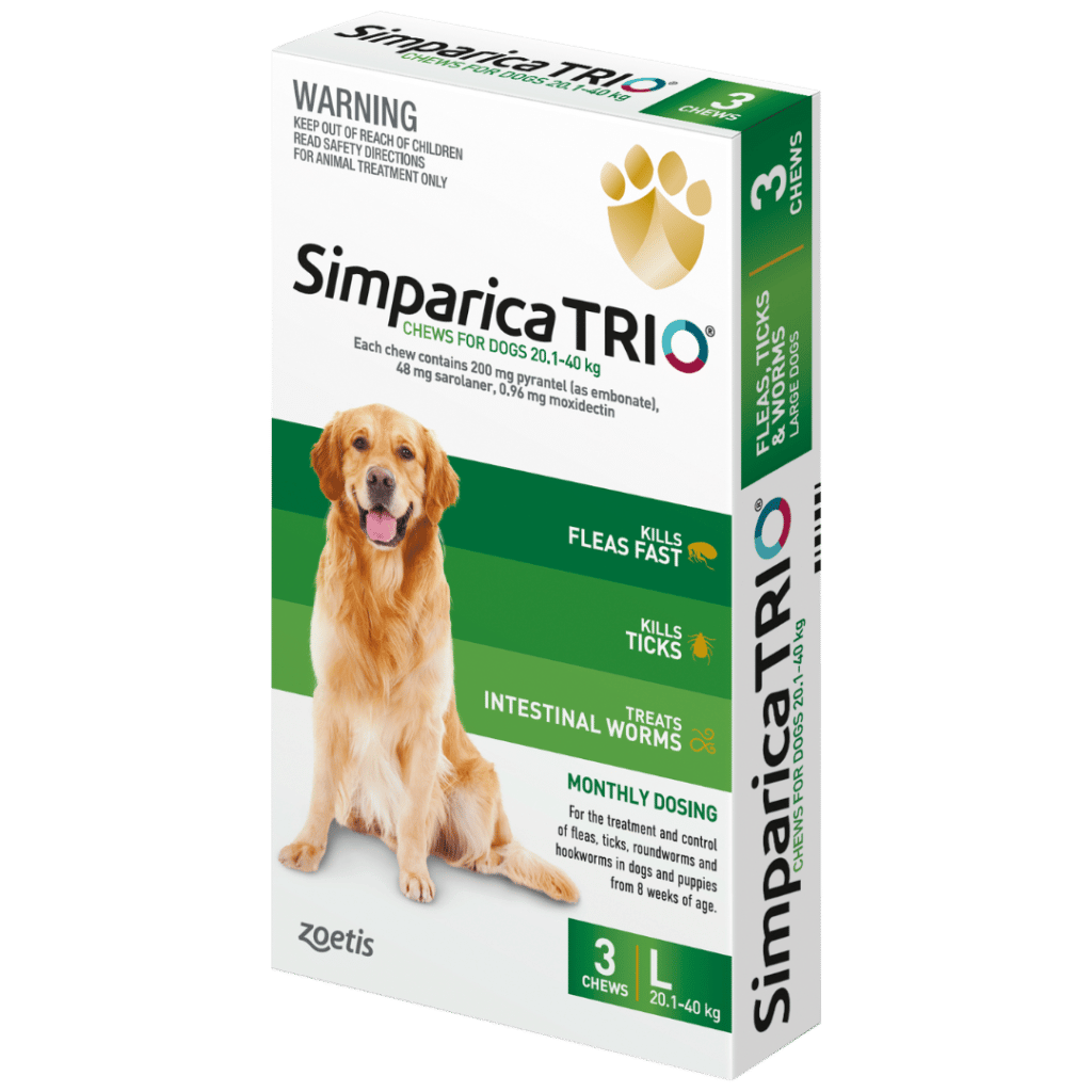 Dog Flea Treatment NZ | Simparica Trio 20.1-40kg 3 Pack | Vetpos
