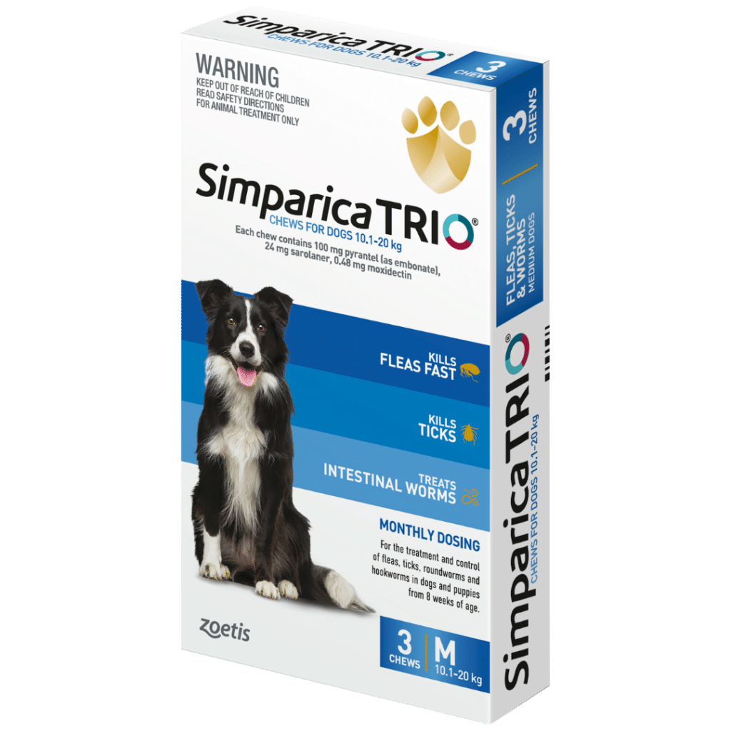 Simparica for Dogs | Trio Medium 10kg Flea/Worm | Vetpost