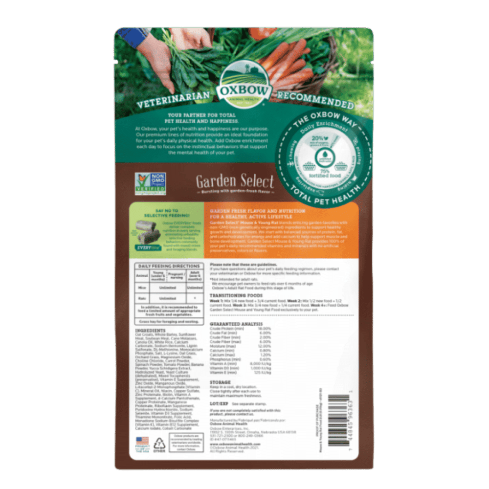 Oxbow Garden Select Mouse and Young Rat Food 910g | Buy Online from Vet ...
